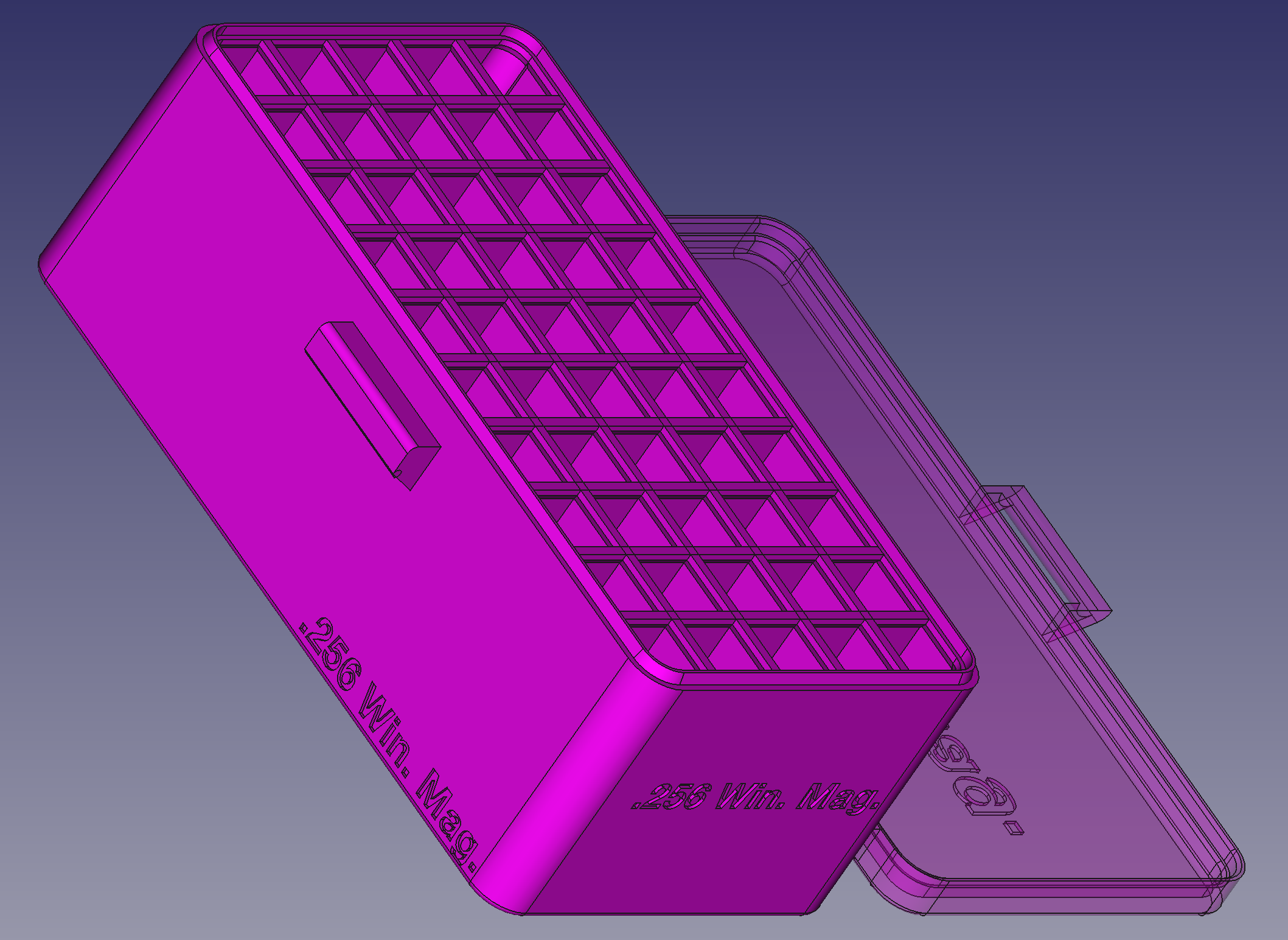 .256 Winchester Magnum, Head Up, Snug Snap Latch Modular Ammo Box by ...