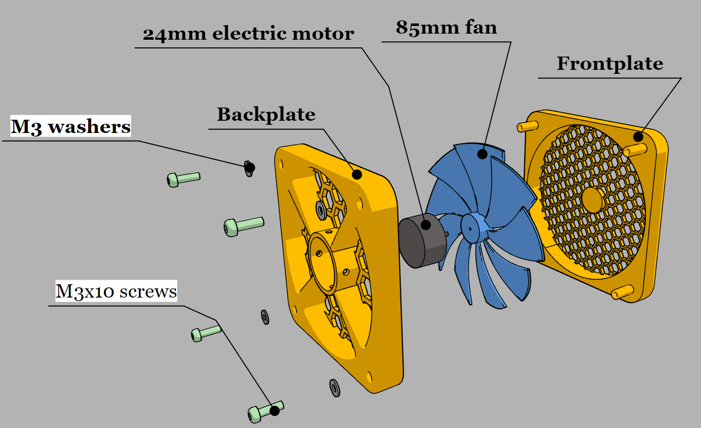 85mm fan for 24mm electric motor by ozzik555 | Download free STL model ...