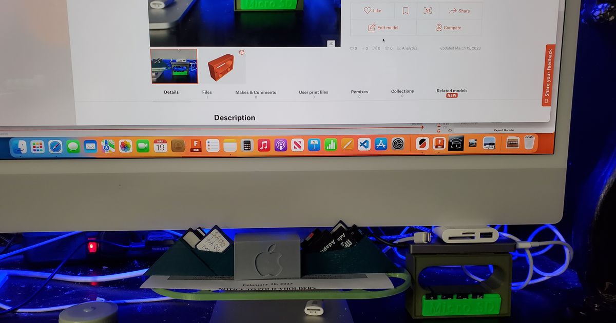 IMac holder/spacer for USB/SD card adapters by Alpaca3d | Download free ...