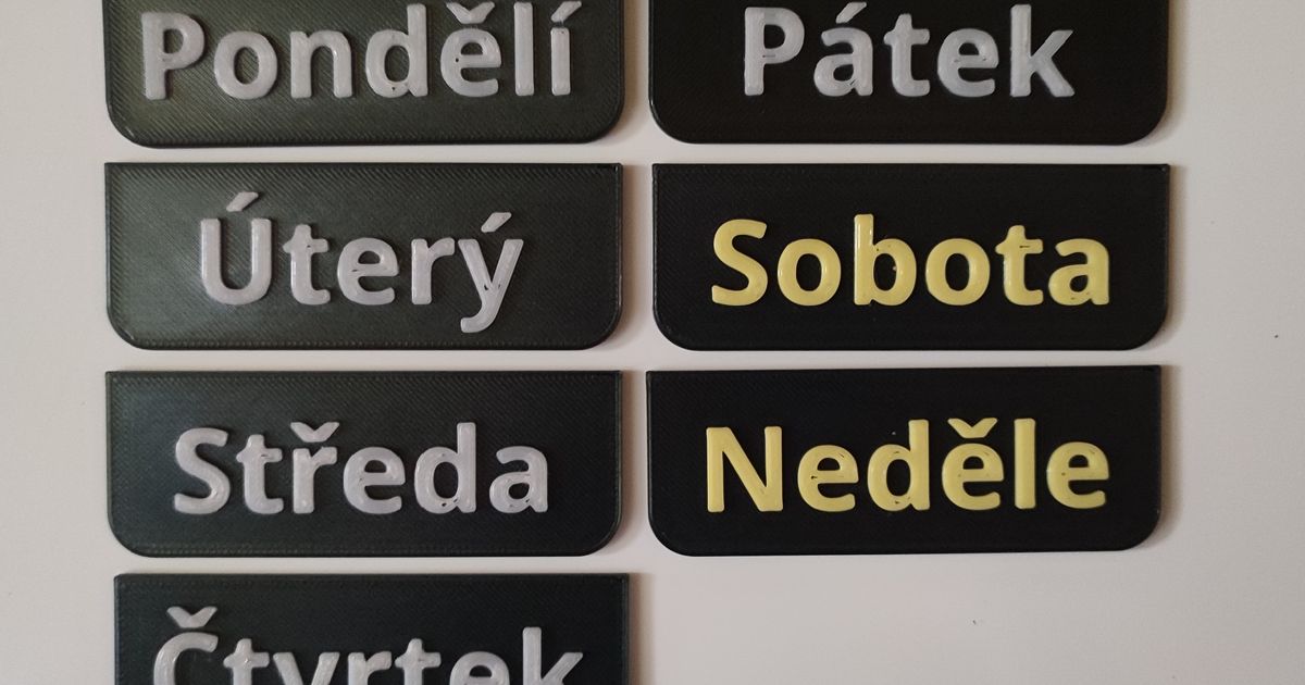 Dny na magnetickou tabuli (pondeli, utery, streda... by mysak85 ...