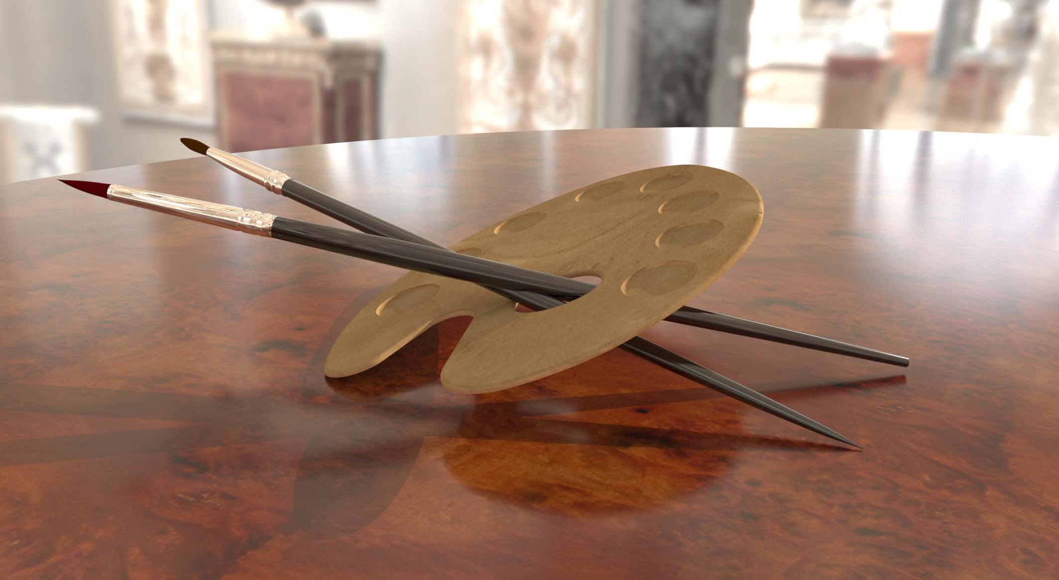 Artist palette and brushes by Dom | Download free STL model ...