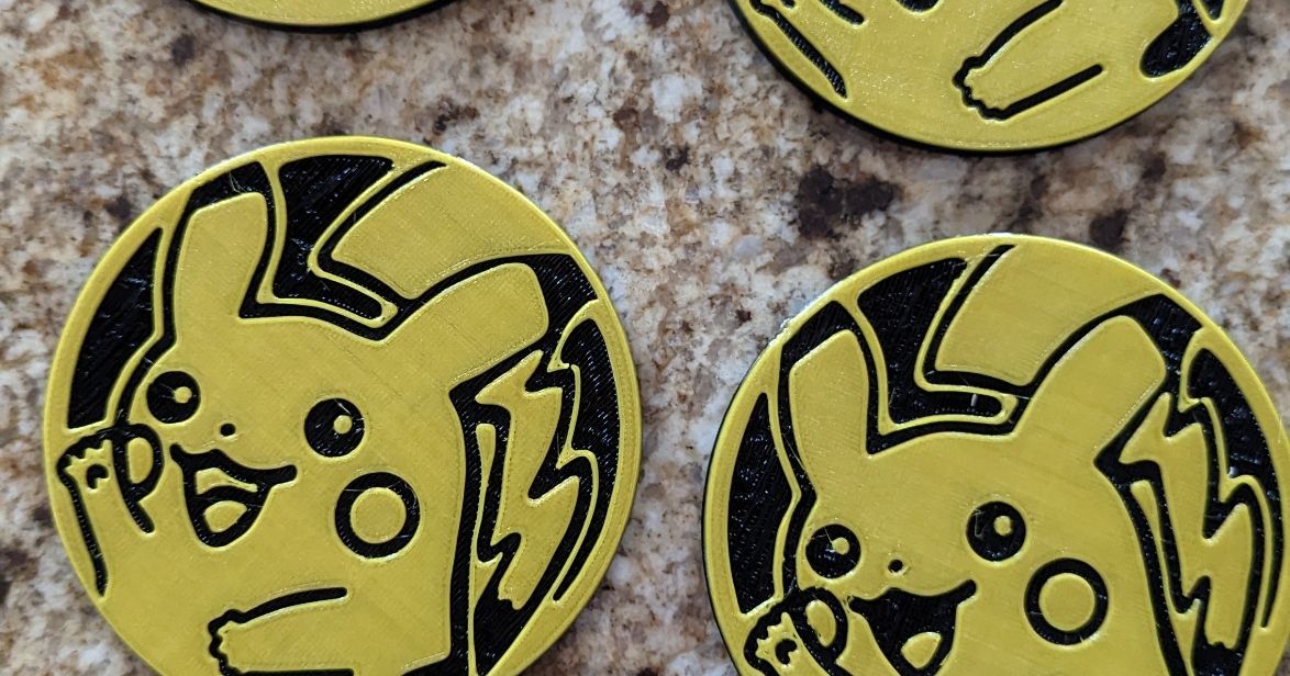 [REMIX] - Pikachu Token Coaster by PKingRoch | Download free STL model | Printables.com