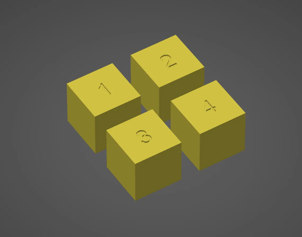 4 Numbered cubes 15x15mm - Test by Gordy | Download free STL model ...