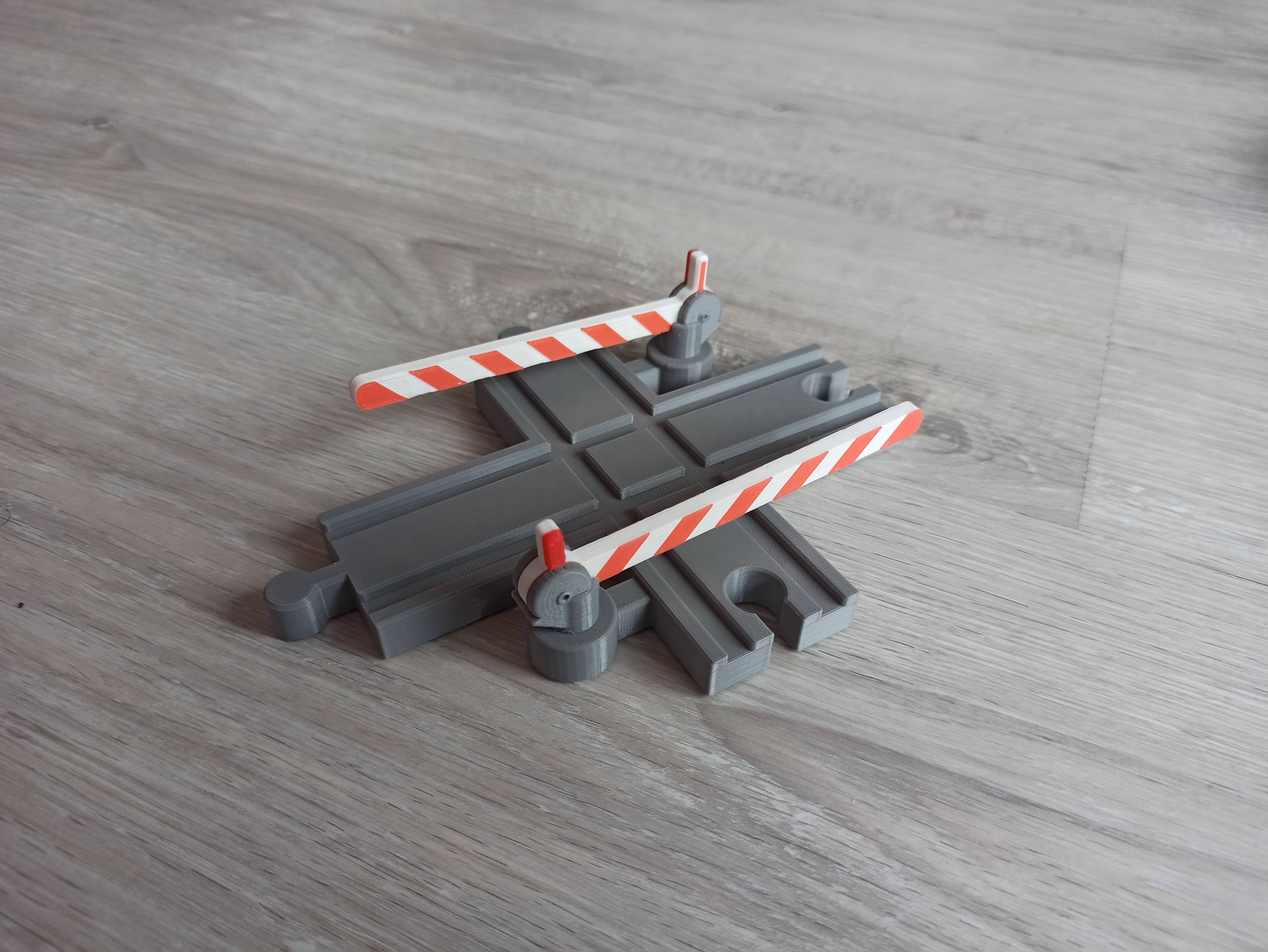 Wooden train track - Railway crossing with barrier by Martin | Download ...