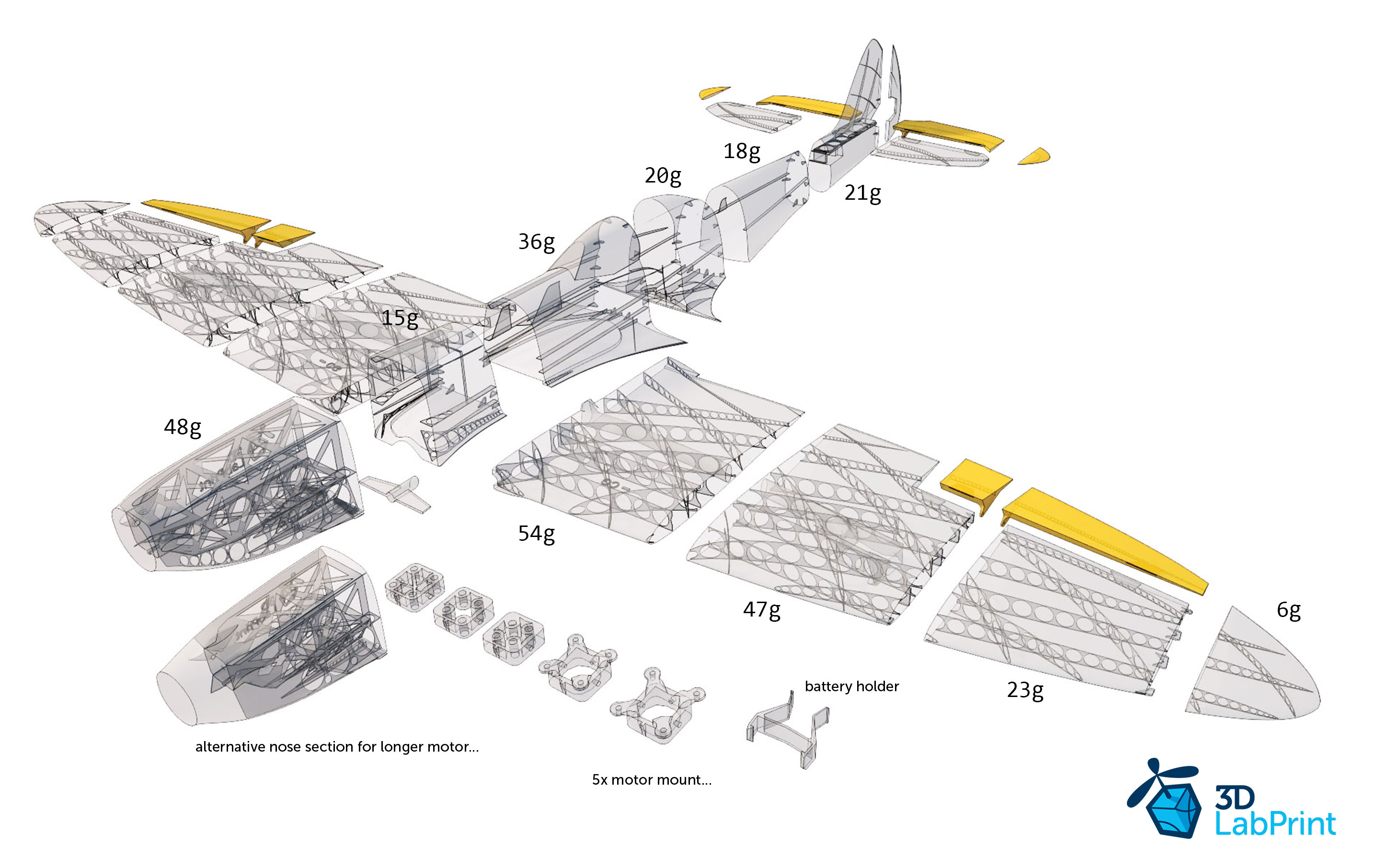 R/C – Supermarine Spitfire Mk XVI por 3DLabPrint | Descargar modelo STL ...