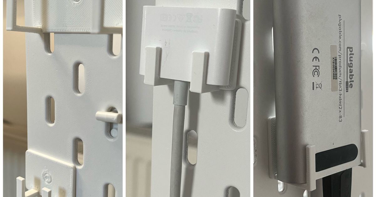 Universal lockable SKADIS plate with two hooks (parametrized model and ...