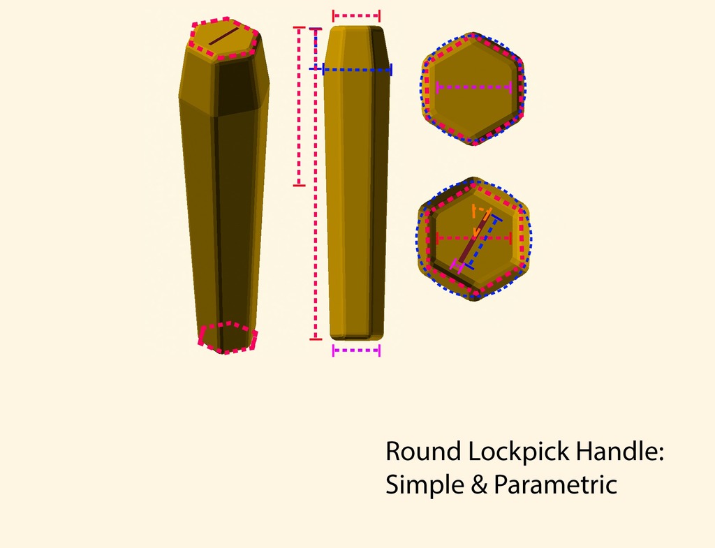 Round Lock Pickhandle - Simple & Parametric by grahampheath | Download ...