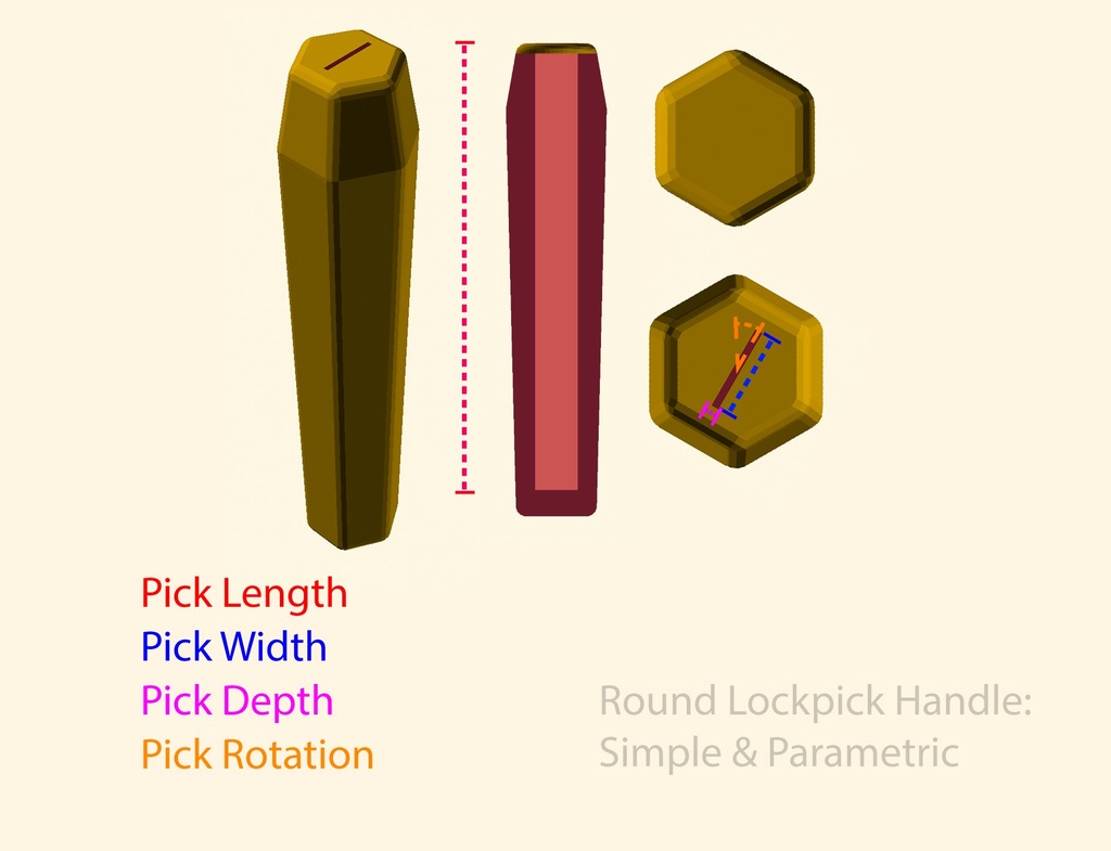 Round Lock Pickhandle - Simple & Parametric by grahampheath | Download ...
