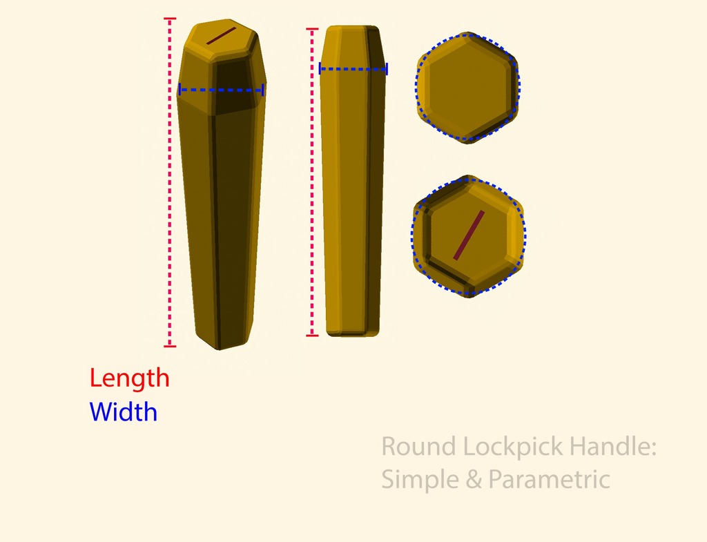 Round Lock Pickhandle - Simple & Parametric by grahampheath | Download ...