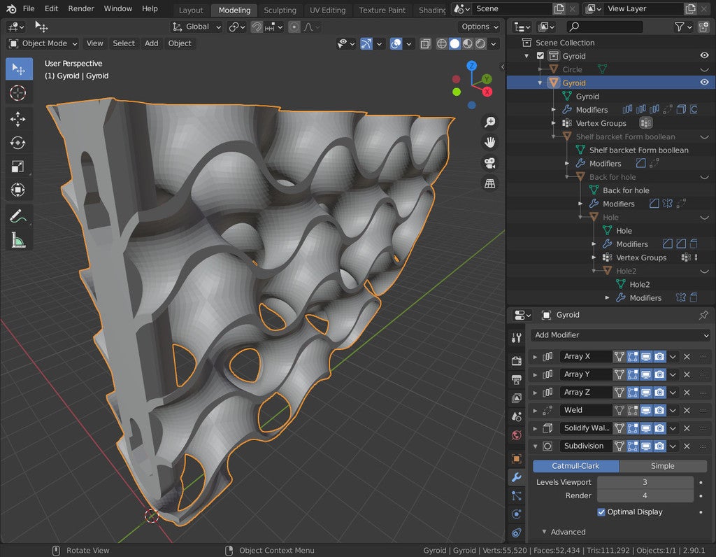 Gyroid Shelf Bracket (castomisable in Blender) by Az3Dip | Download ...