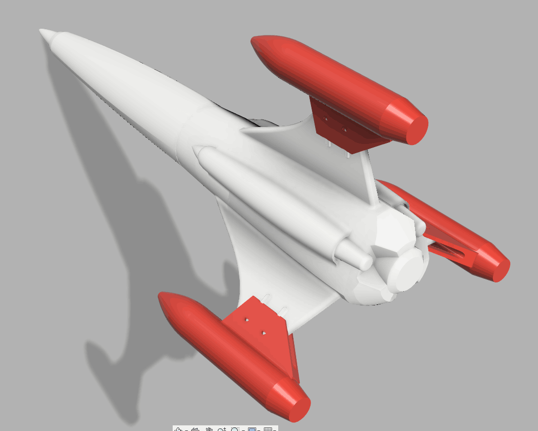 Retro spaceship model with modeled printing support by 4XS | Download ...