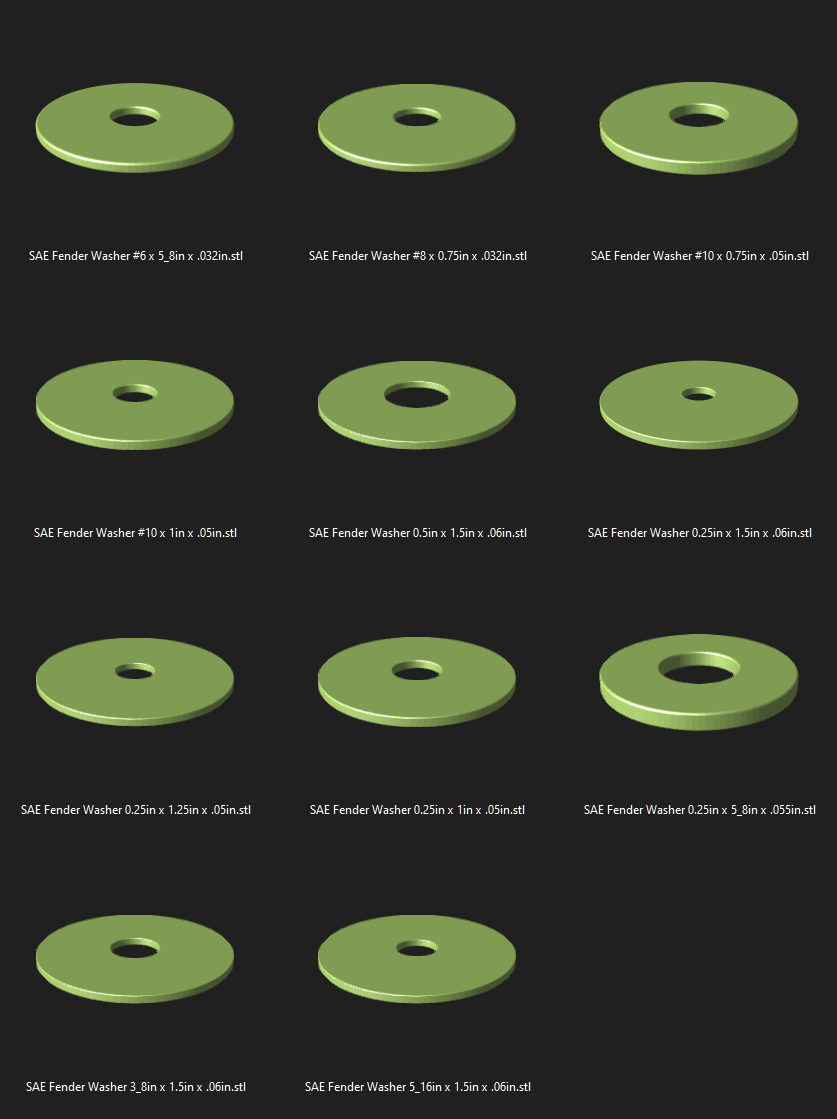 SAE / Imperial Fender Washer Set by Jer | Download free STL model ...
