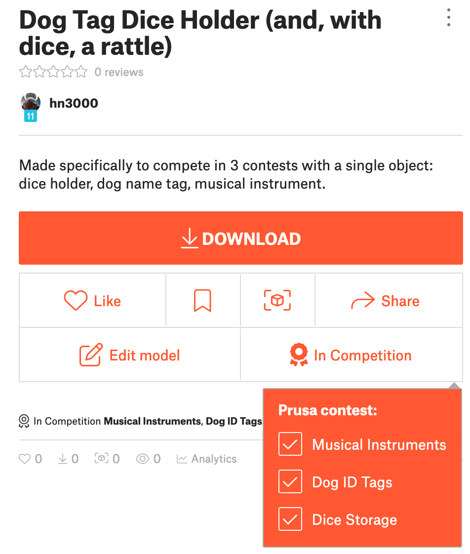 Dog Tag Dice Holder (and, with dice, a rattle) by hn3000 | Download ...