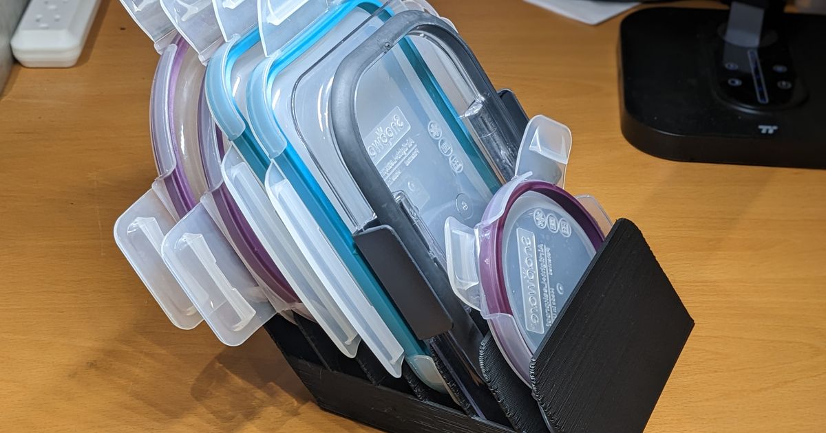 Angled Tupperware Lid Holder by jalcober | Download free STL model ...
