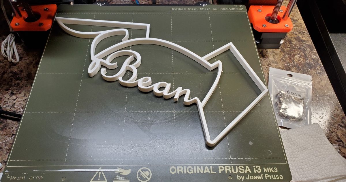 Bean's Name placard by DMJahaj | Download free STL model | Printables.com