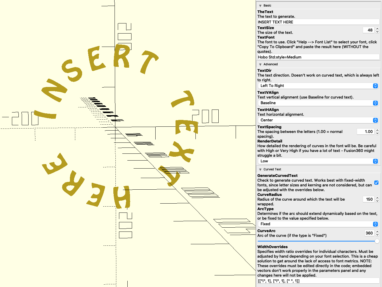OpenSCAD Text Generator for Fusion360 por Dark Squirrel Designs ...