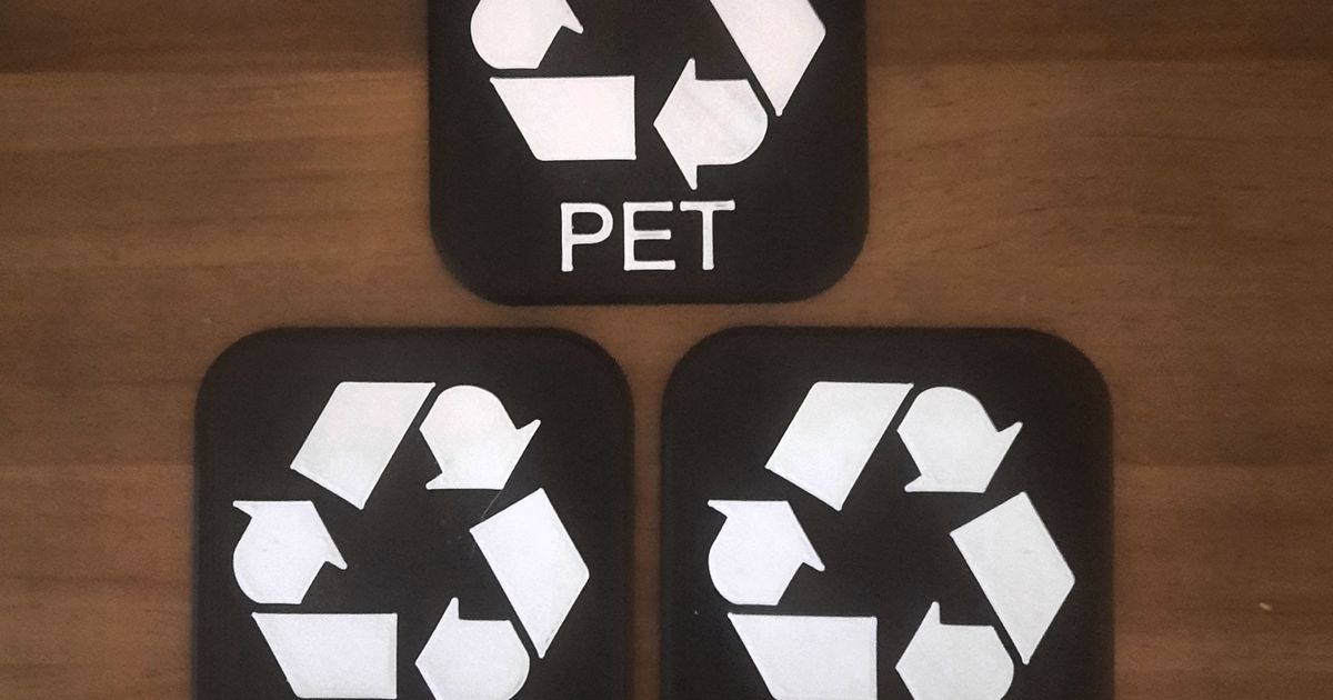Recycling Sign PET, ALU, GLASS by Elinator | Download free STL model ...