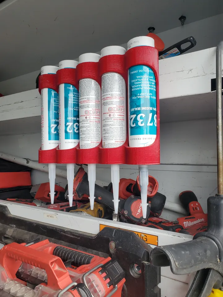Hanging caulk tube organizer by evil genius | Download free STL model ...