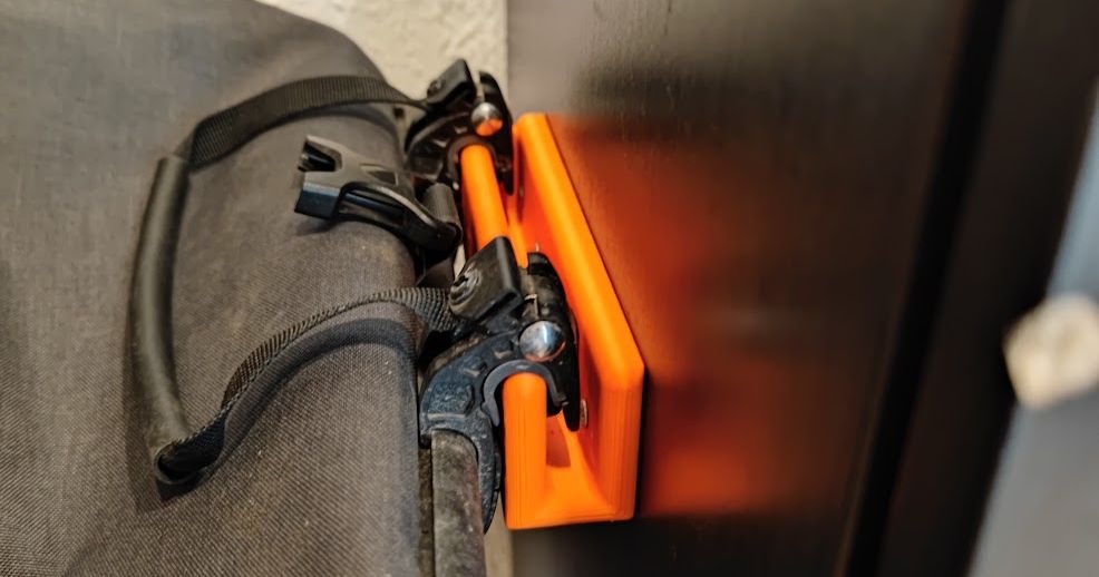 Ortlieb bike backpack wall mount with adjustable mount point distance ...