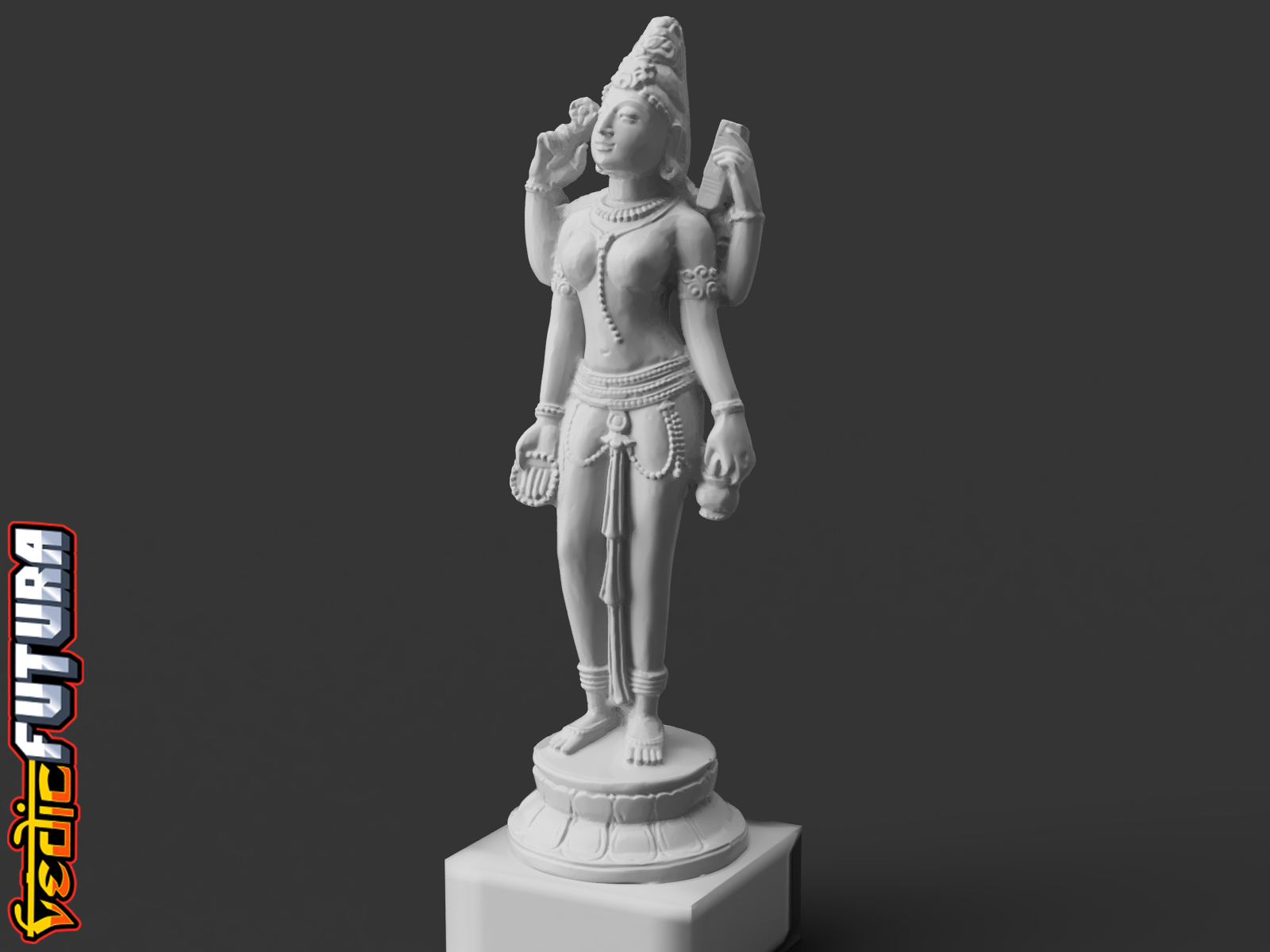 Devi holding a Water Pot & Book by VedicFutura | Download free STL ...