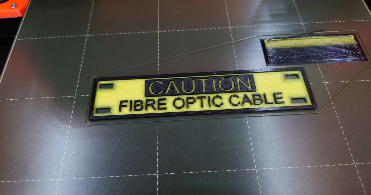 Simple Fibre Optic Cable Caution Sign by RiotOne | Download free STL ...