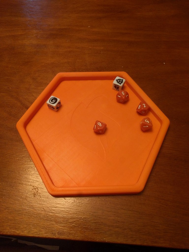 Hexagonal Dice Tray (with Myth flame) by Andearen | Download free STL ...