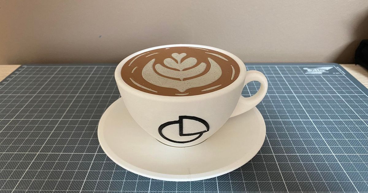 Coffee cup + saucer with Latte Art by Dalvin | Download free STL model ...