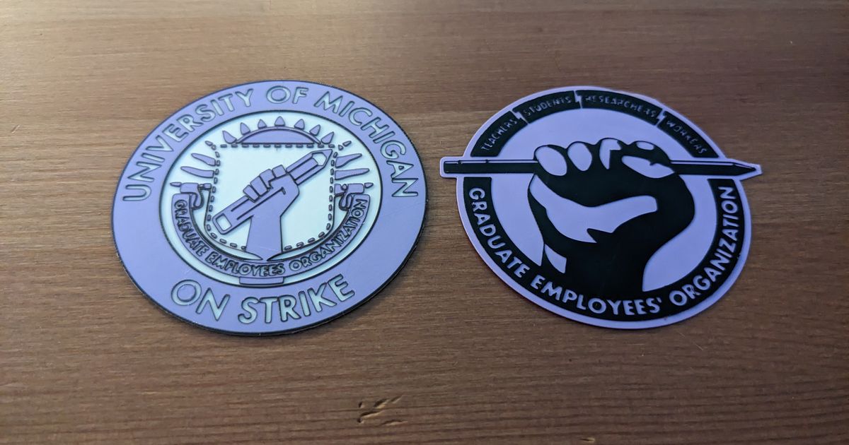 U-M Graduate Workers Strike Stickers by iterate | Download free STL ...