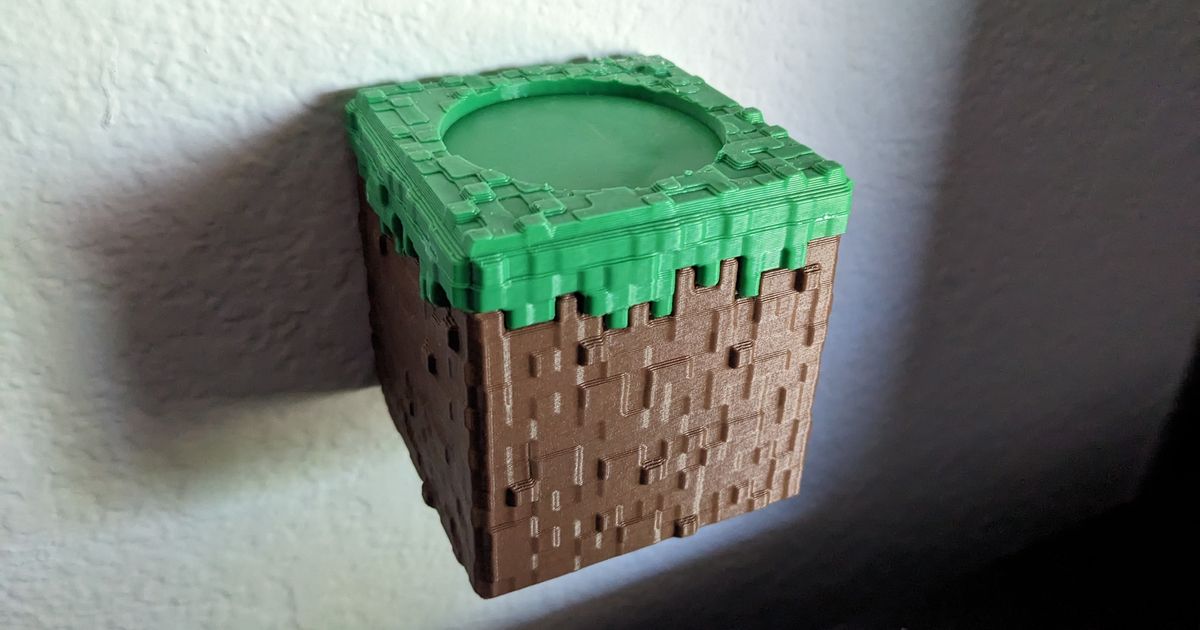 Wall Mounted Minecraft Grass Block Amiibo Stand by HalfDecentEngineer ...