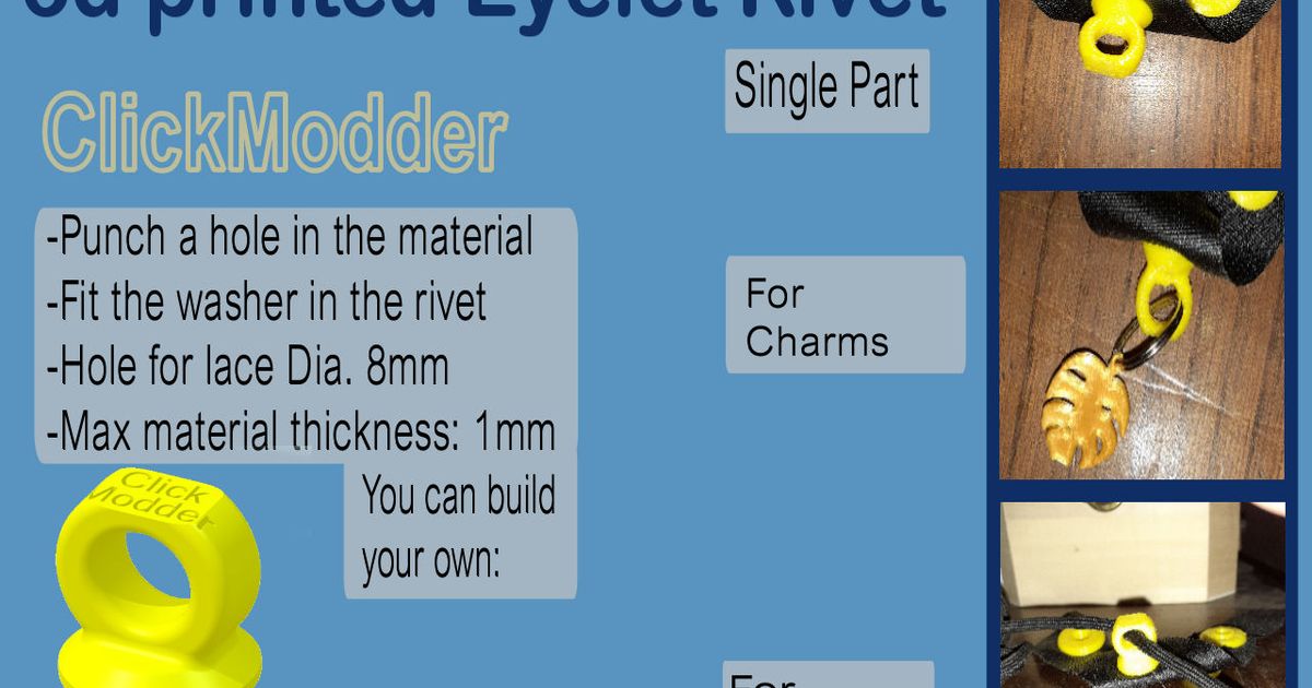 3D printed eyelet rivet by ClickModder | Download free STL model ...