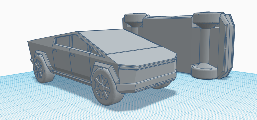 Tesla CyberTruck print in place with moving wheels by Manifold3D ...