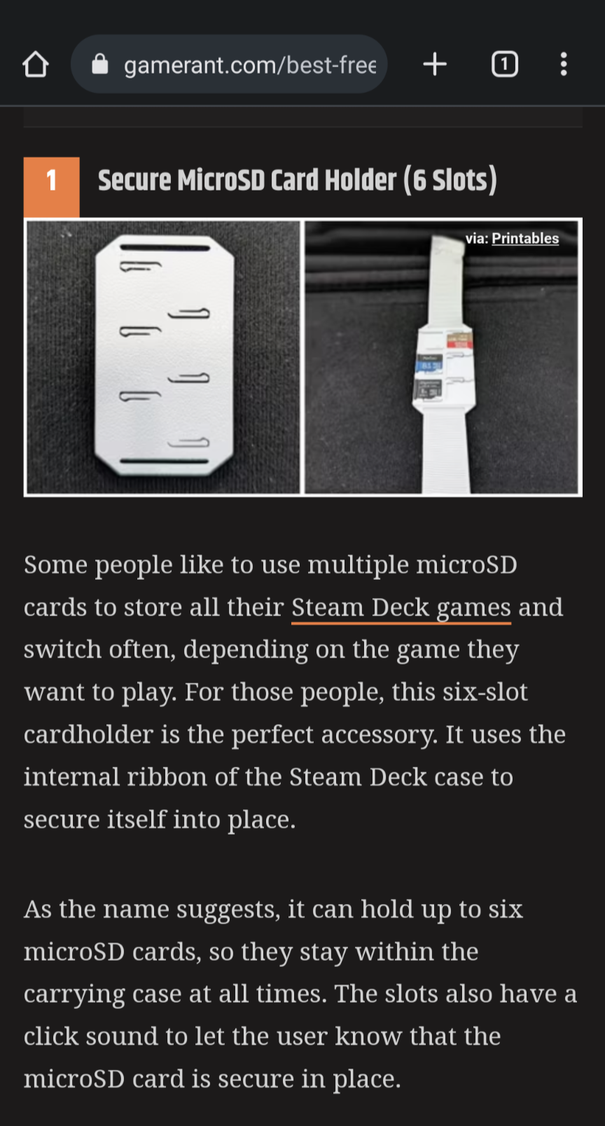 Steam Deck Secure MicroSD Card Holder (6 Slots) by BN3D | Download free ...