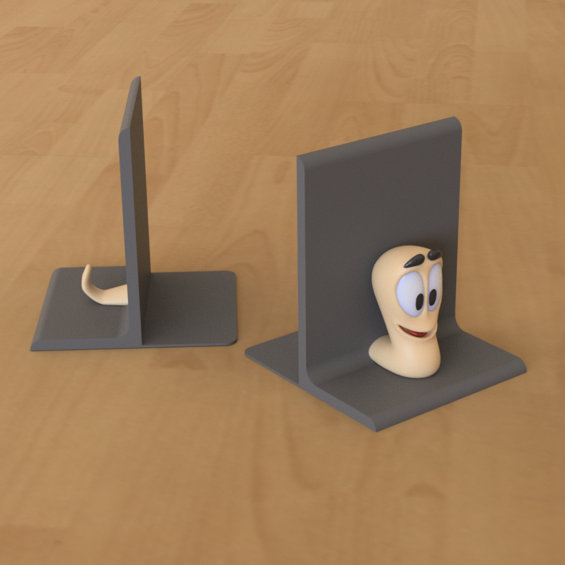 The Friendly Bookworm: a playful bookend with a "Worms" creature by ...