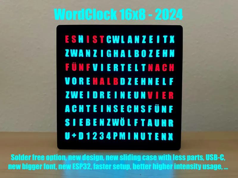 WordClock 16x8 LED matrix (2023-V3) by AWSW | Download free STL model ...