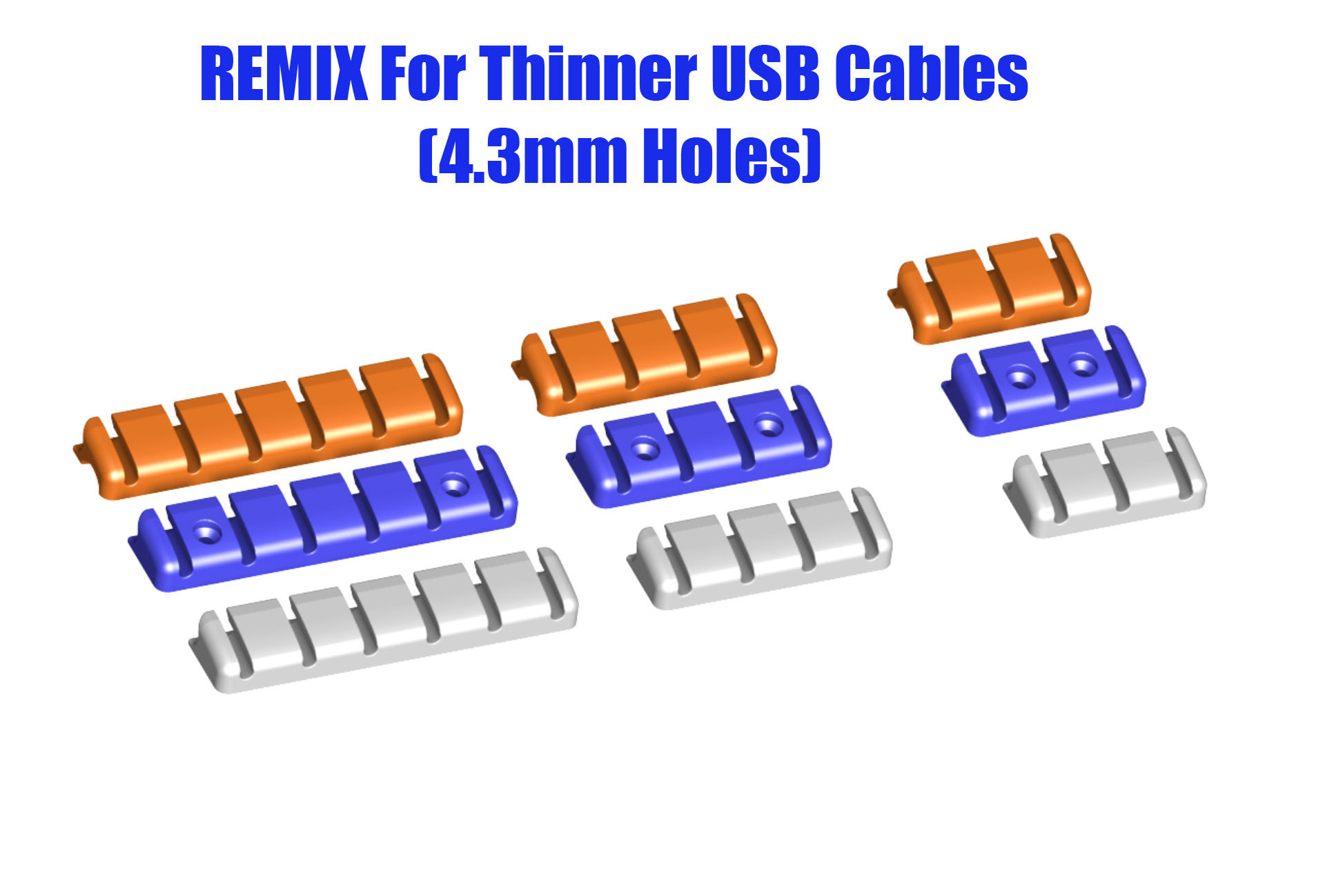 USB cable organizer (screw mount or use command strips) - Muliple Sizes ...