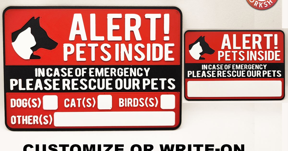 Alert! Pets Inside Signs - 3 Color by Triple G Workshop | Download free ...