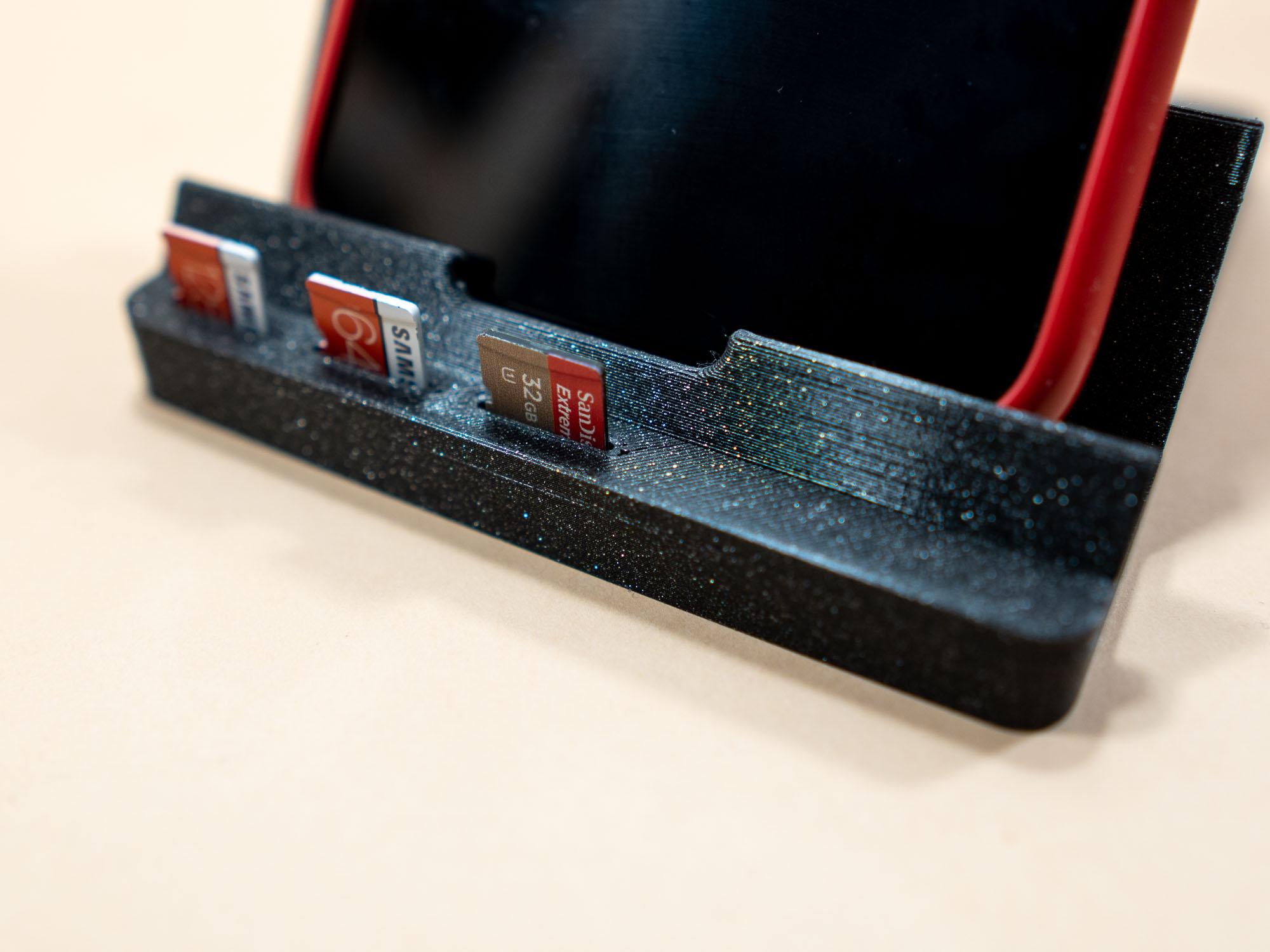 Phone Holder Stand with microSD cards. by Kaspars | Download free STL ...