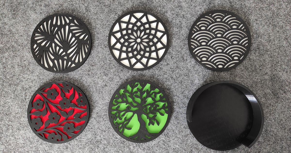 Set of Coasters + Holder by Petar Matić | Download free STL model ...