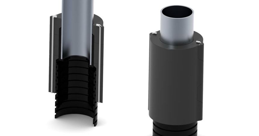 Adapter to connect a pipe ⌀32mm and a corrugated tube ⌀42,5mm by ...