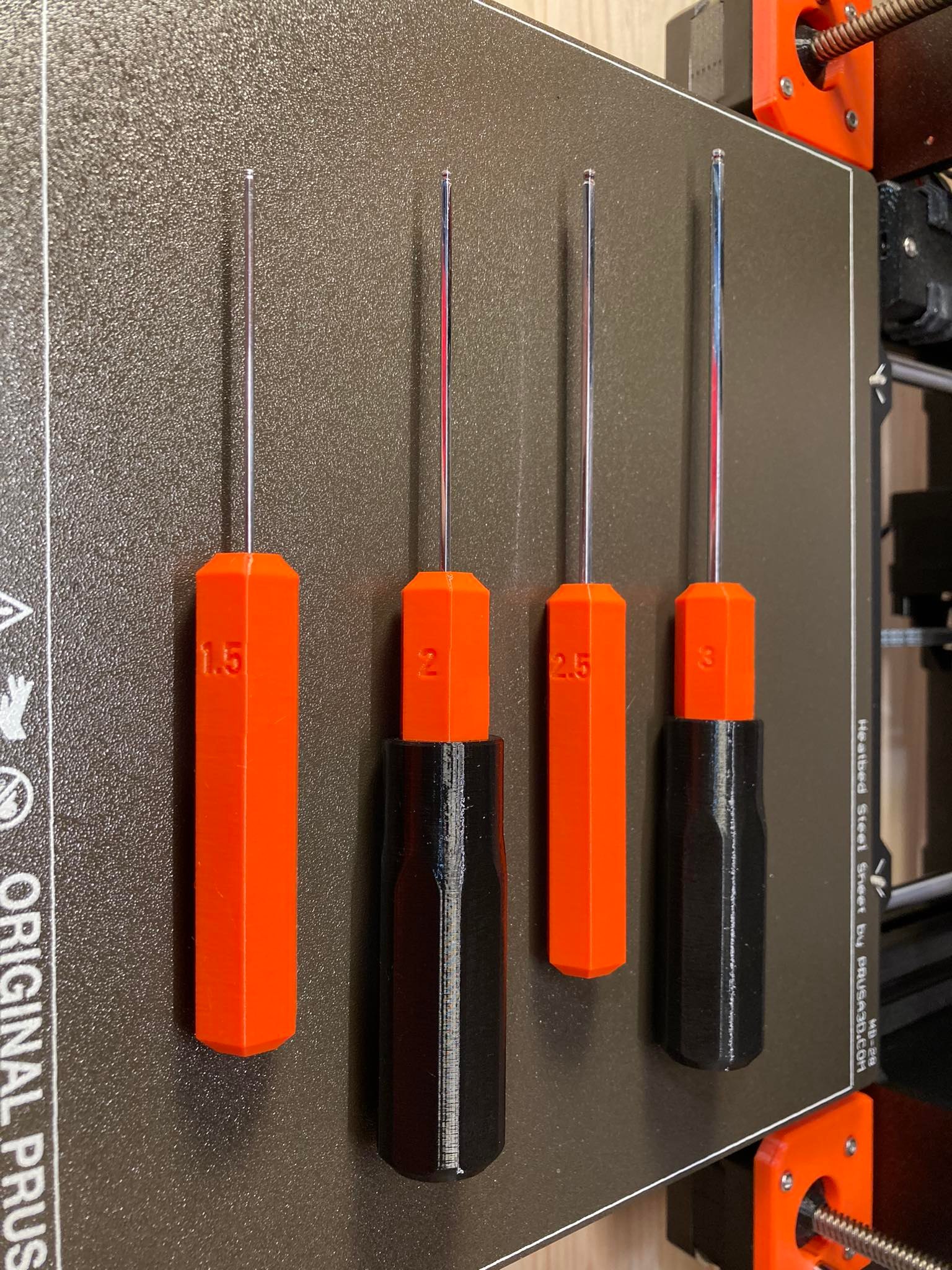 PRUSA allen key handle with multiple sizes of hex key adapters by ...