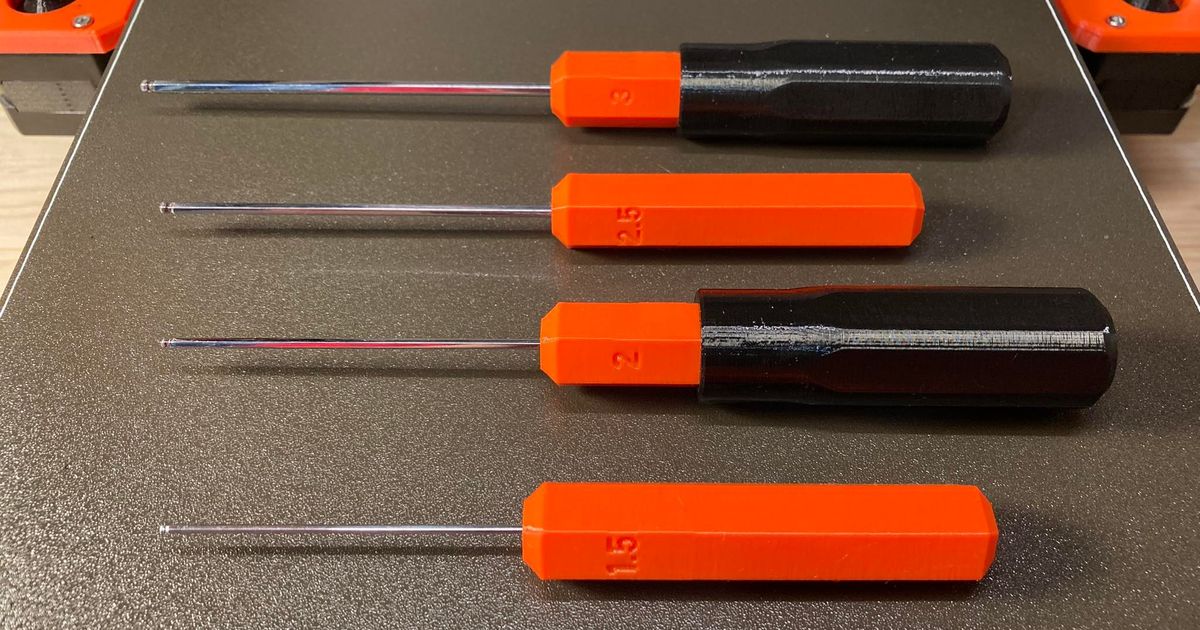 Prusa Allen Key Handle With Multiple Sizes Of Hex Key Adapters By