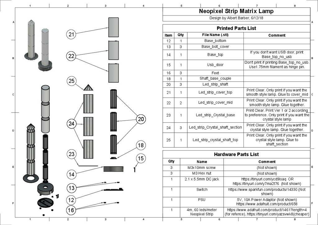 Neopixel Strip Matrix Crystal Lamp by Albert Barber | Download free STL ...