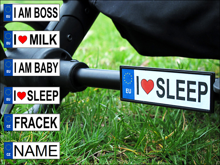 Registration plate with funny text for your stroller by Maclab.sk ...