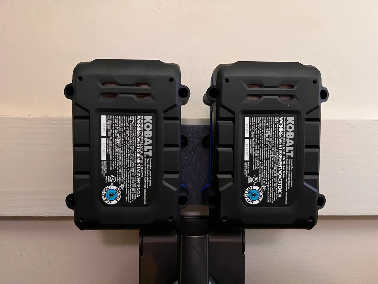 Dual Kobalt 24V battery wall mount by pixiewrangling | Download free ...