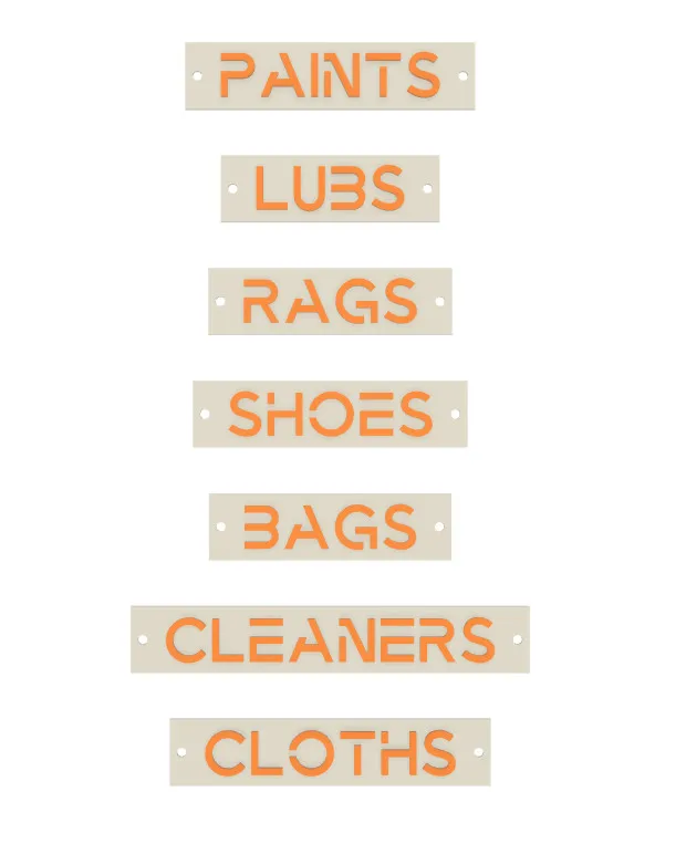 Labels for Garage & Workshop by DickF | Download free STL model ...