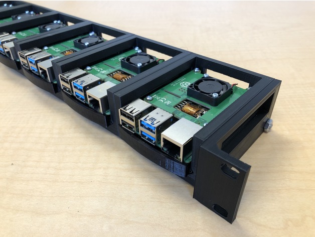 Raspberry Pi 4 1U rackmount bracket by Robert John Churchill | Download ...