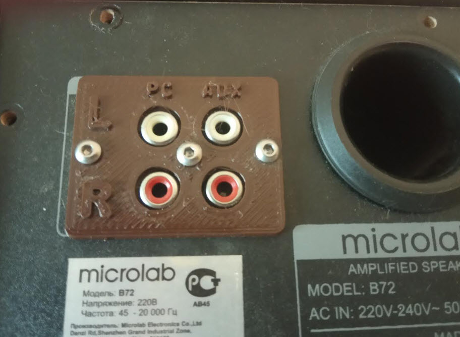 MicroLab Speakers B72 RCA adapter plate fix by JakeInEurope | Download free STL model ...