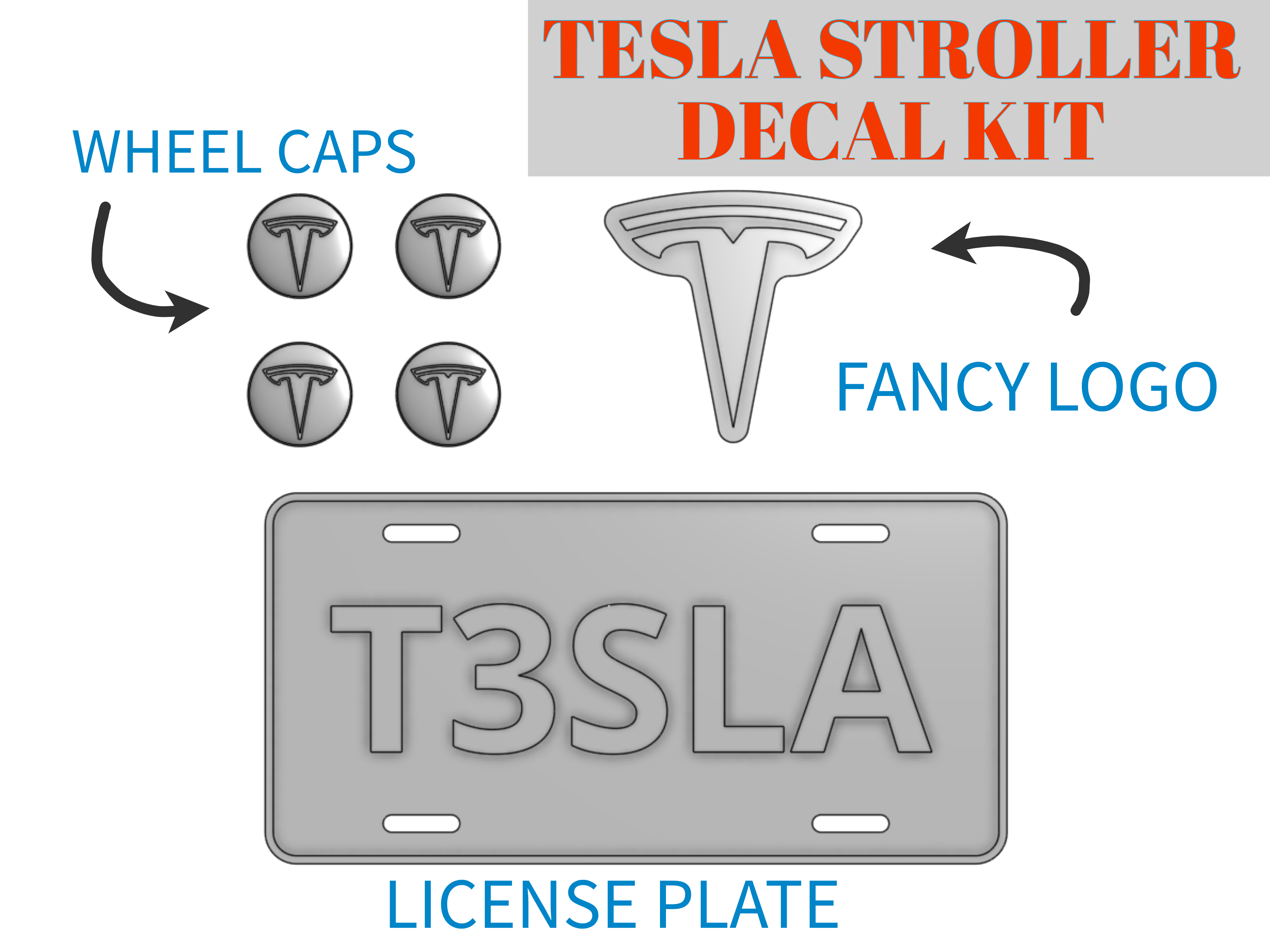 Tesla Stroller Decal Kit (No Supports) by UltraTNT | Download free STL ...
