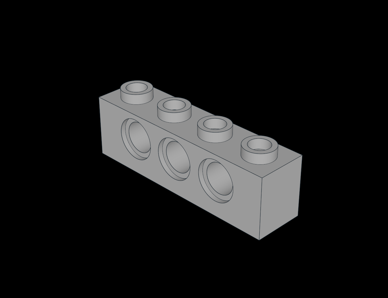 Lego Compatible (3701.dat) Technic Brick 1 x 4 with Holes by thall72 ...