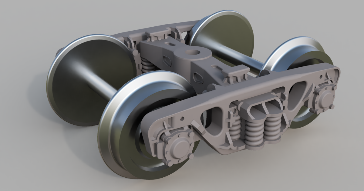Train bogie model 18-100, H0 scale, HD (for resin) by positron | Download free STL model ...